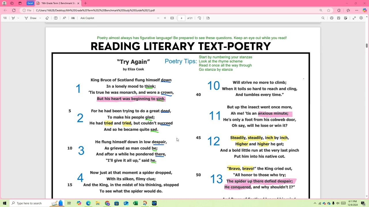 Benchmark 2 Study Guide- Reading