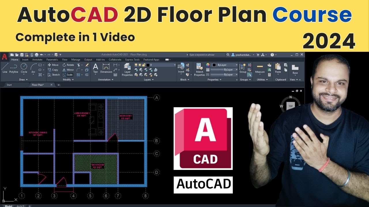 AutoCAD 2D Floor Plan complete course for beginners 2024