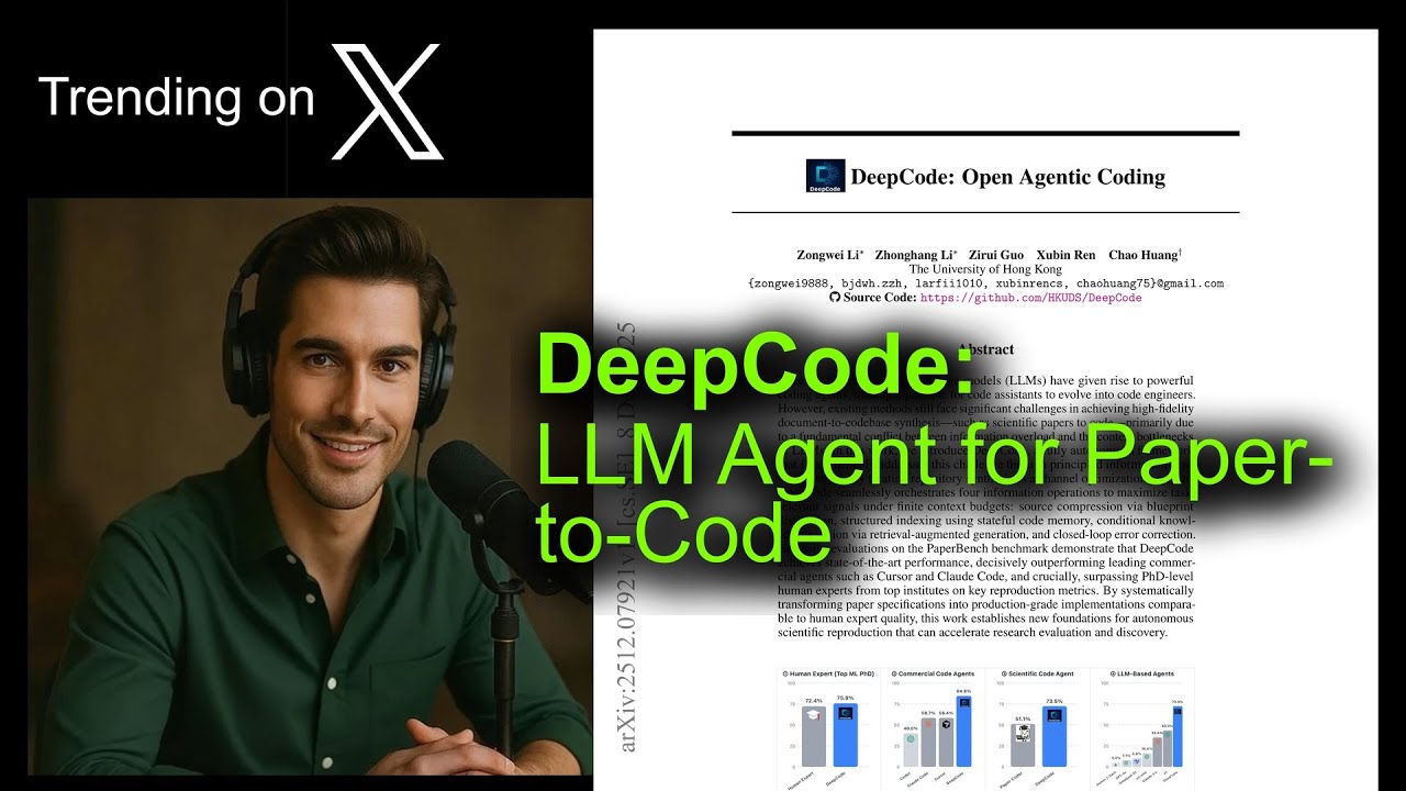 DeepCode: LLM Agent for Paper-to-Code