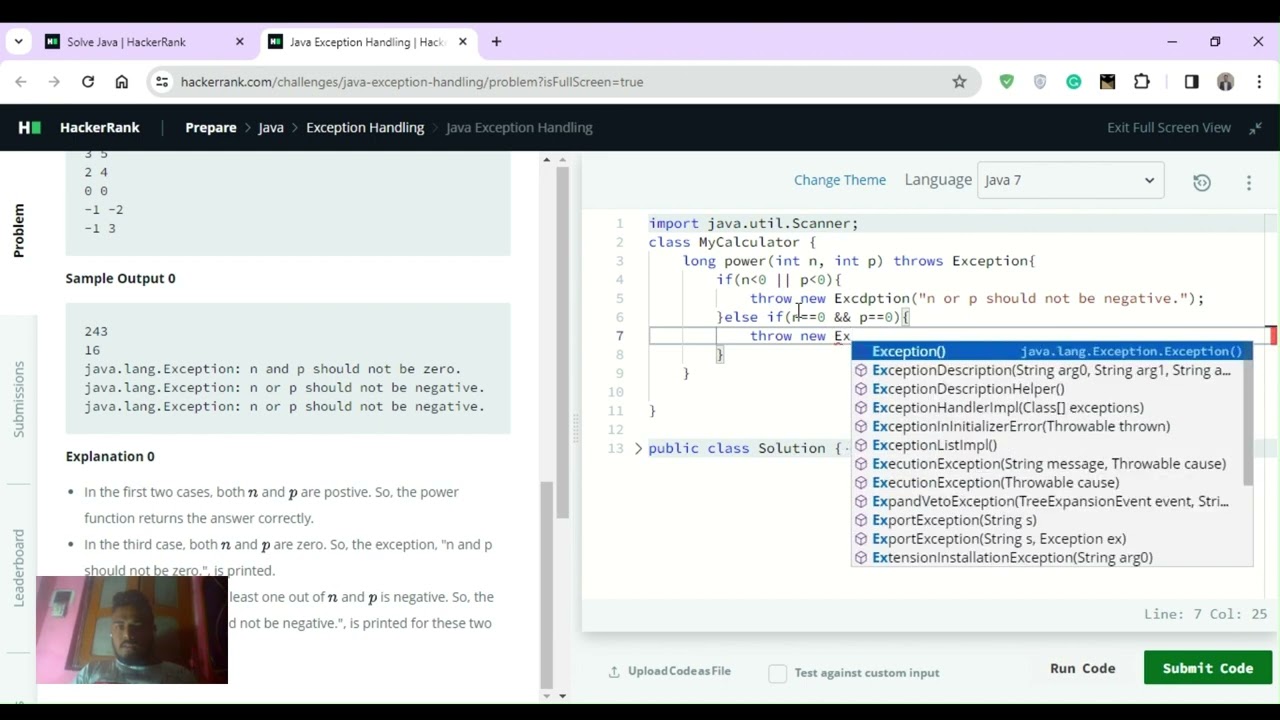 Java Exception Handling Throws | HackerRank