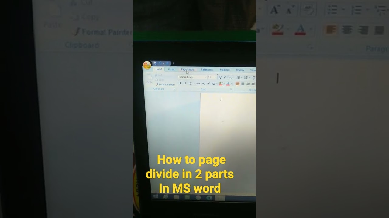 How To Page divide in 2 parts in MS word
