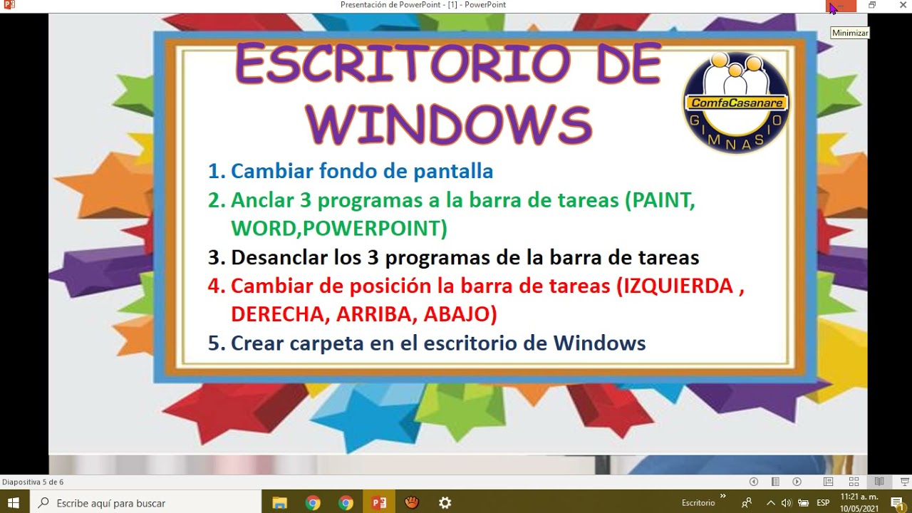 PRACTICA ESCRITORIO Y VENTANA DE WINDOWS 1°