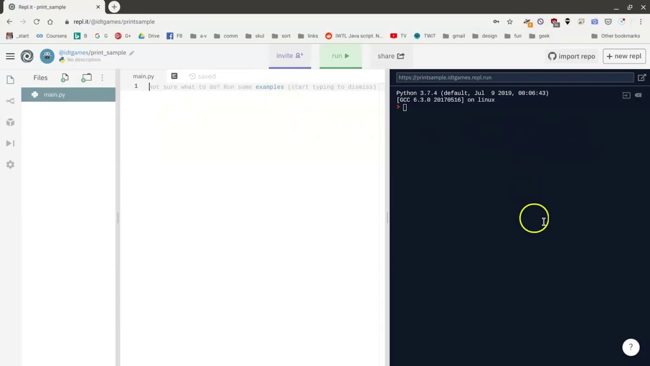 Your first Python script for repl.it (