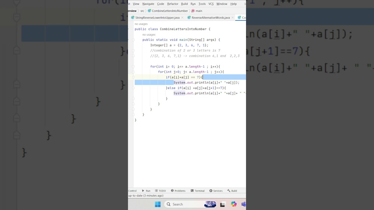 Find All Number Combinations That Sum to 7 Using Java  #coding #javainterview #programming #java8