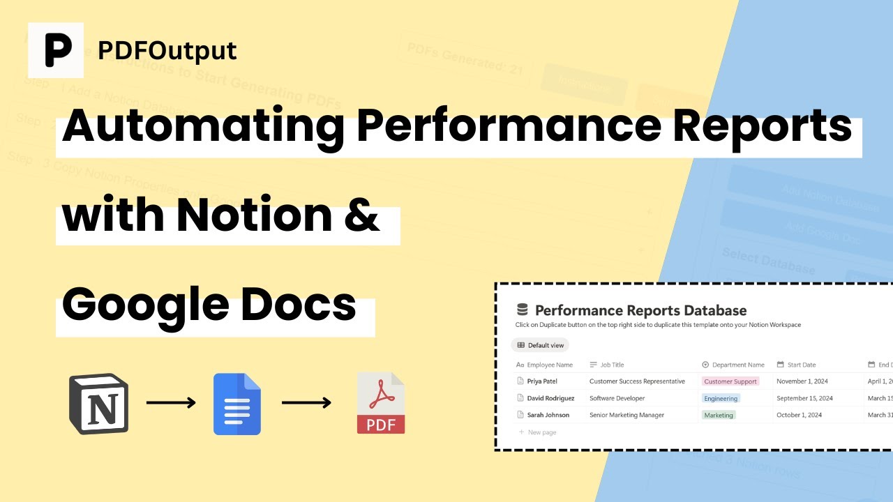 Performance Report PDFs | How to create performance reports on automation using Notion and Docs