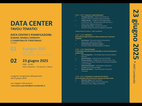 Data Center e Pianificazione: Scenari, Modelli operativi e Compatibilità territoriale - 23/06/2025
