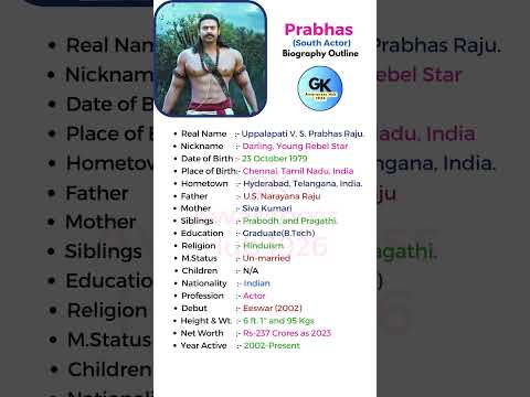 🎬'Prabhas'(South Actor) Biography: #shorts #short #youtube #viral #biography #ytshorts #prabhas #yt