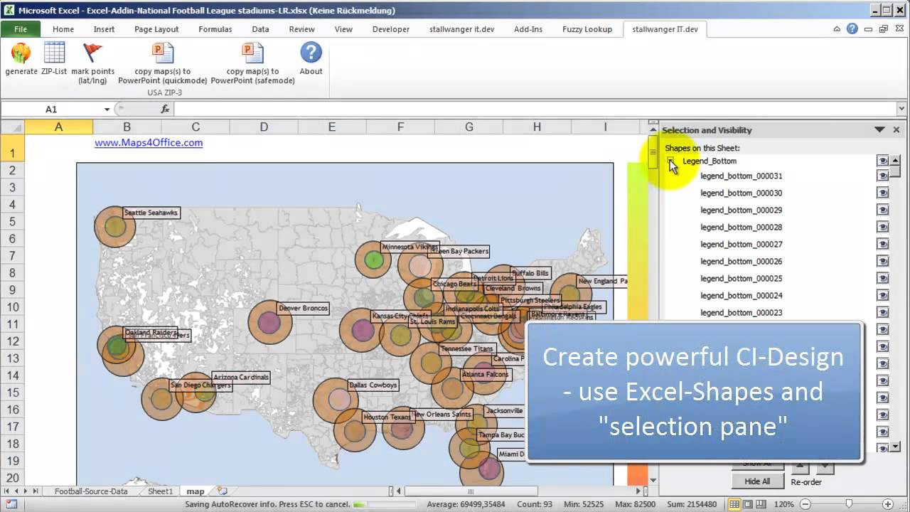 US Excel Map Add-In - ZIP-Code Map to PowerPoint Presentations
