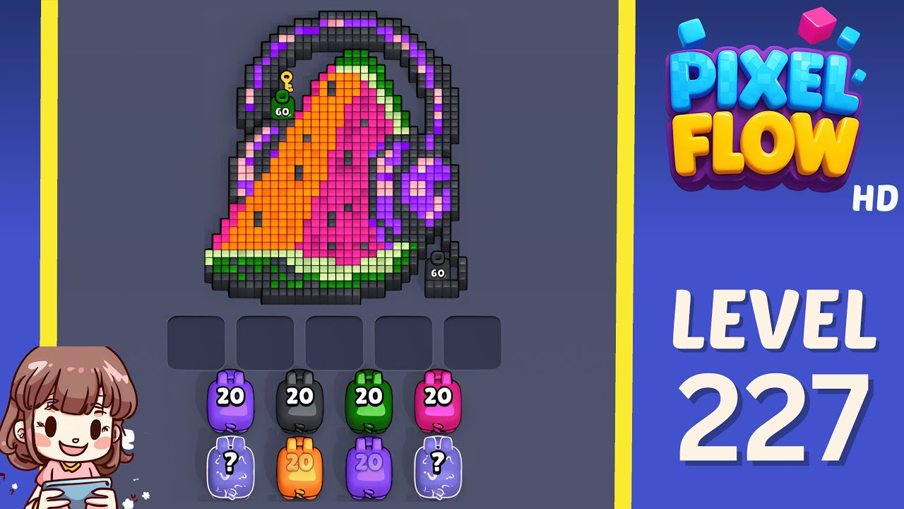 Pixel Flow Level 227 Solution Walkthrough