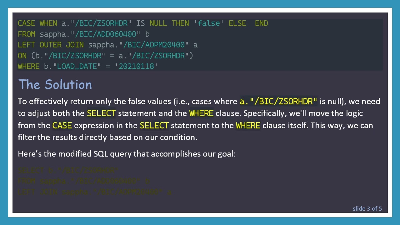 How to Return Only False Values in SQL