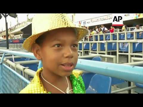Mini samba dancers invade Sambadrome for Carnival with their junior sized floats