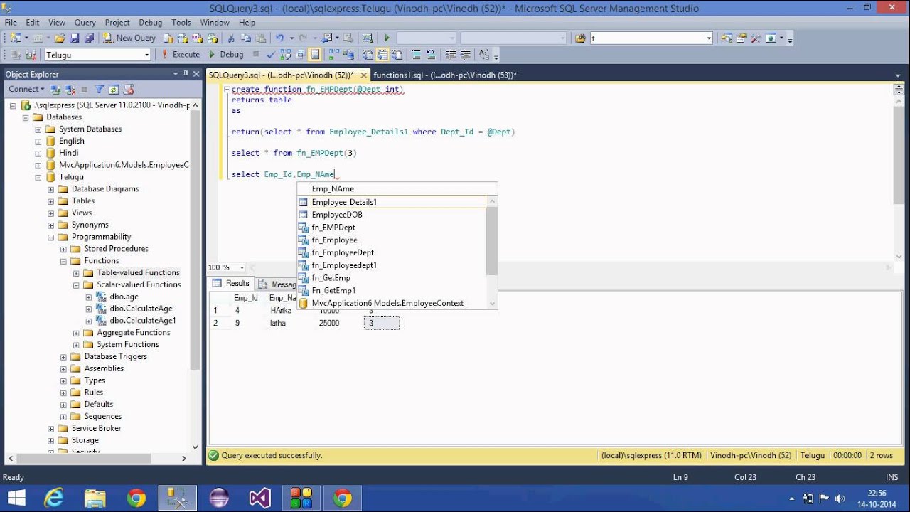 21.SQL Server Tutorial-Hindi(Inline tables valued functions)