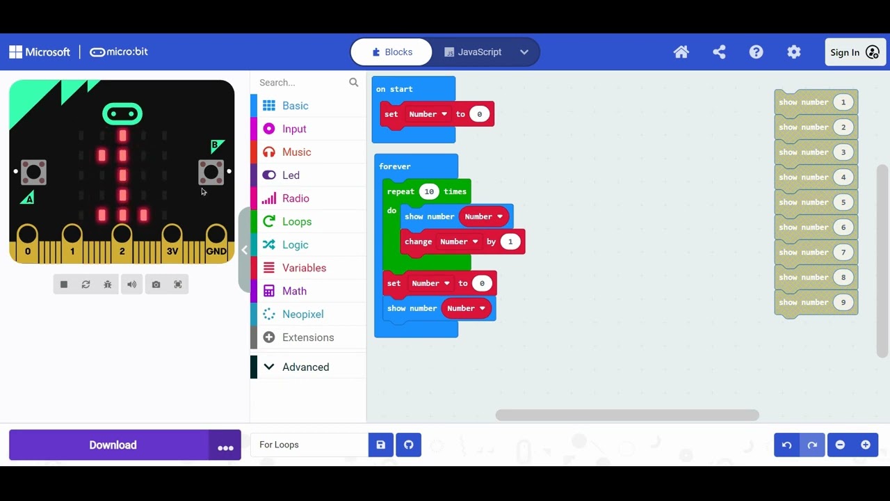 IS1: Loops in Makecode