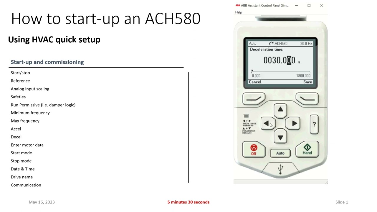 Video Startup ABB ACH580 via HVAC Quick Setup