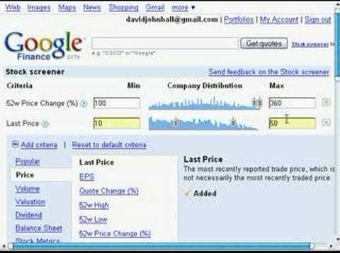 Le stock screener de Google Finance partie 1 | La comptabilité au ...