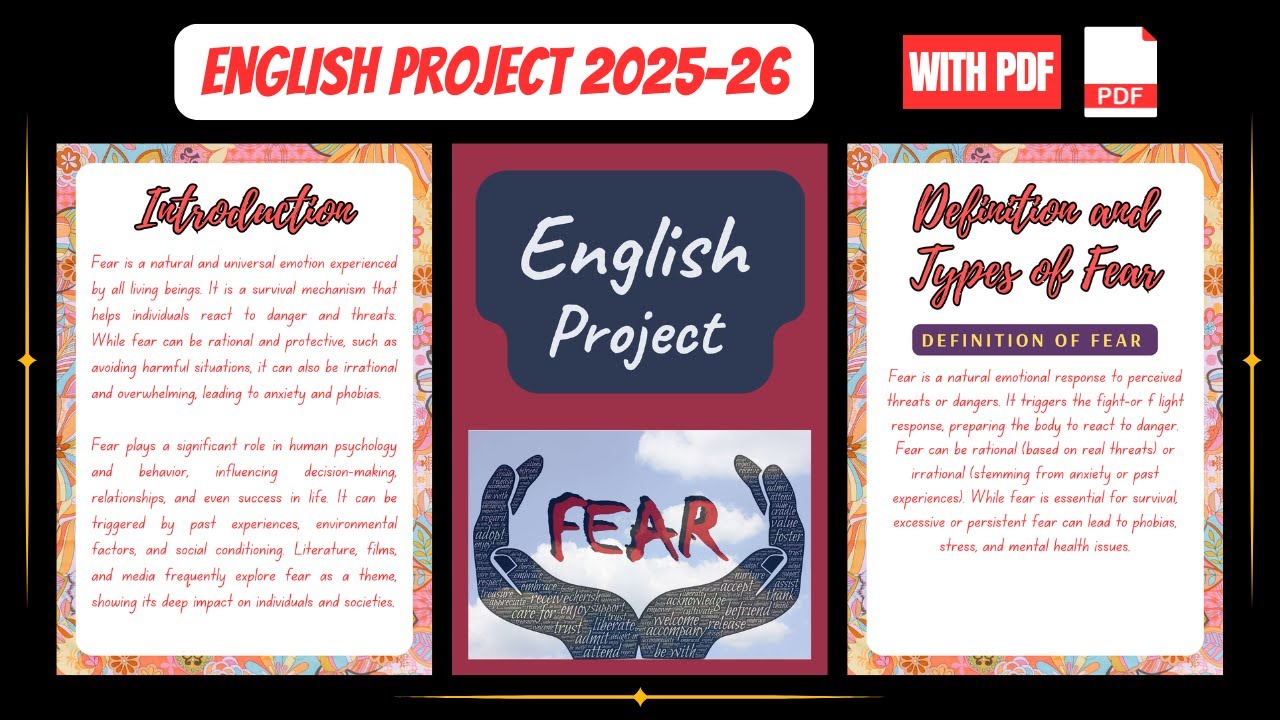 English Project on Fear | Class 12 CBSE | Project File with PDF | 2025-26