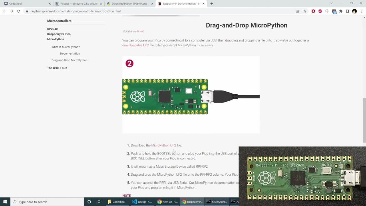 Programming Raspberry Pico using MicroPython and PicoZero in CodeSkool Scratch