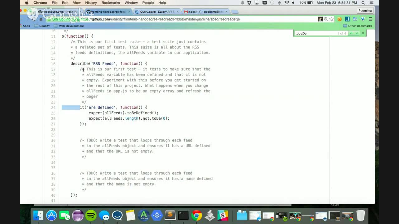 Using Jasmine to test