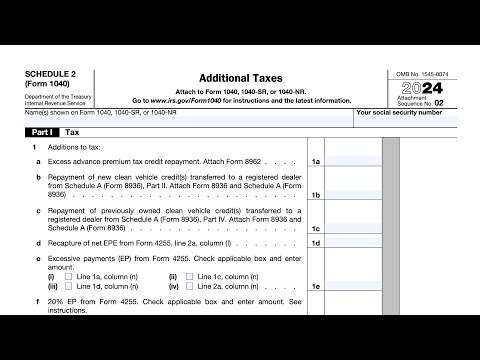 IRS Schedule 2 walkthrough (Additional Taxes) - 2024