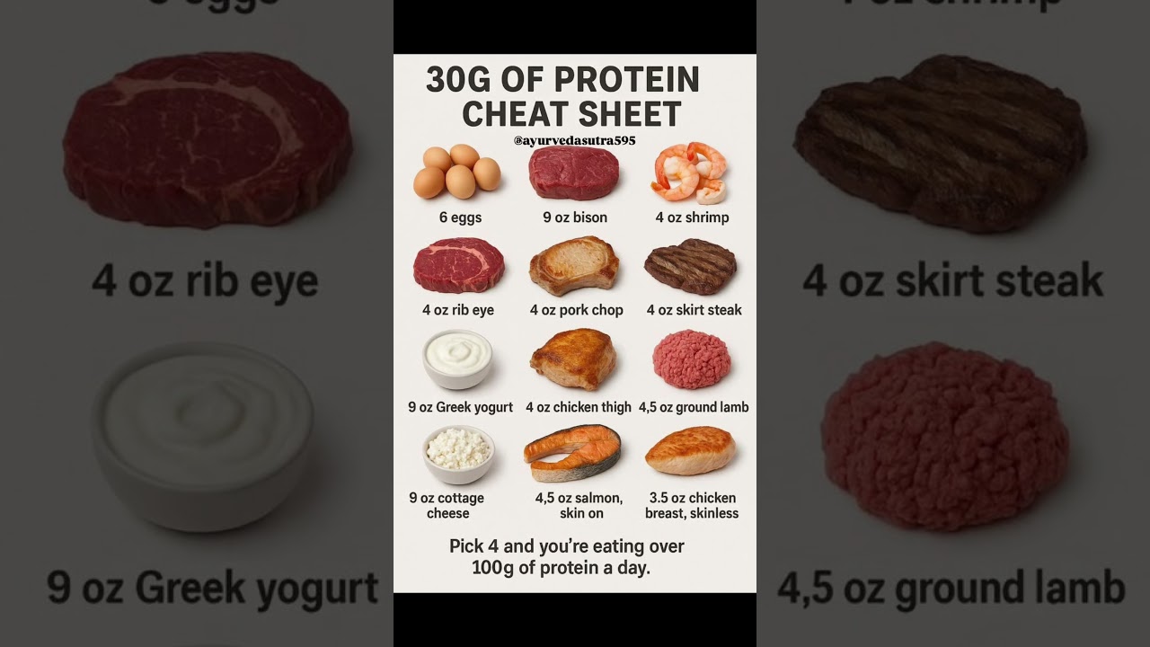 “30 gm Protein Cheat Sheet! Best High-Protein Foods for Muscle Growth 💪🔥”