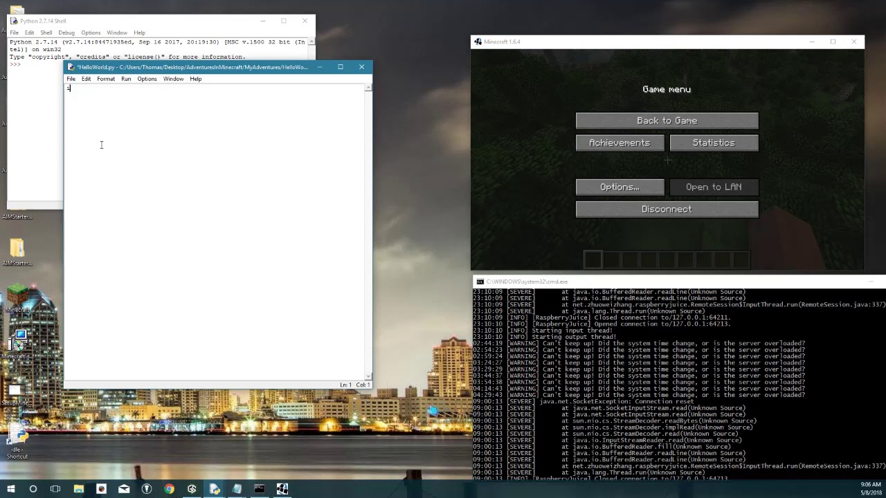 First Python Minecraft Code