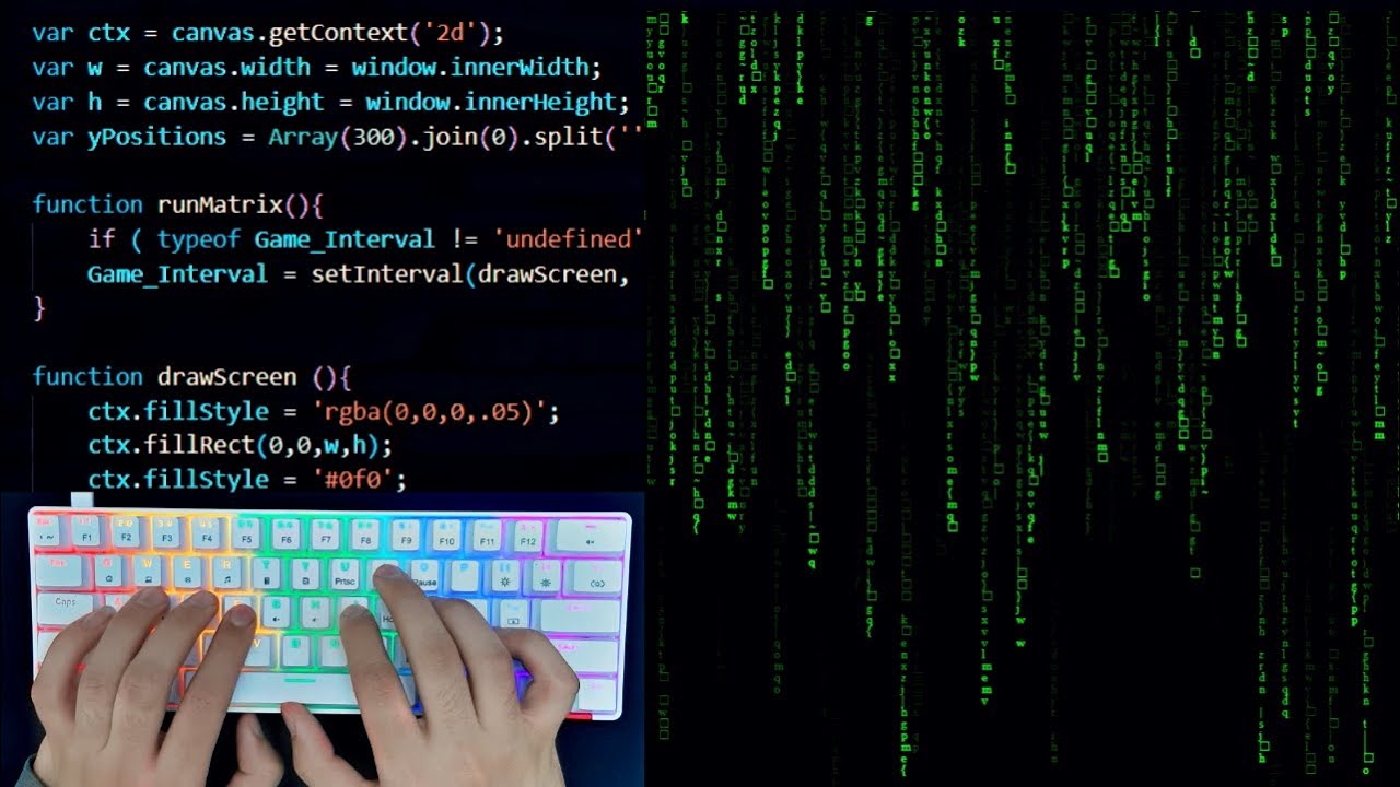 ASMR Programming - Coding Matrix Rain With JavaScript - No Talking