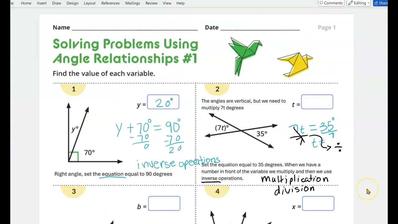 Solving Problems Using Angle Relationships #1