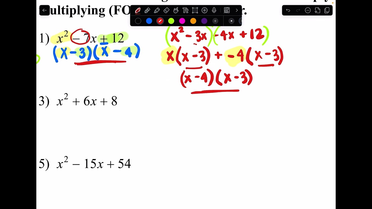 Factoring Worksheet 1 Review