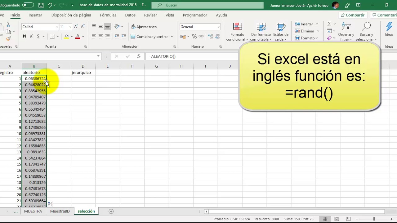 Análisis de una matriz de datos