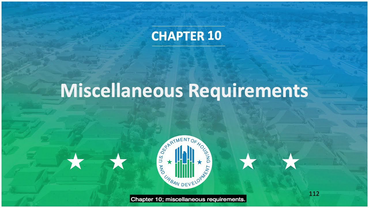 PHA Procurement Training: Chapter 10 - Miscellaneous Requirements