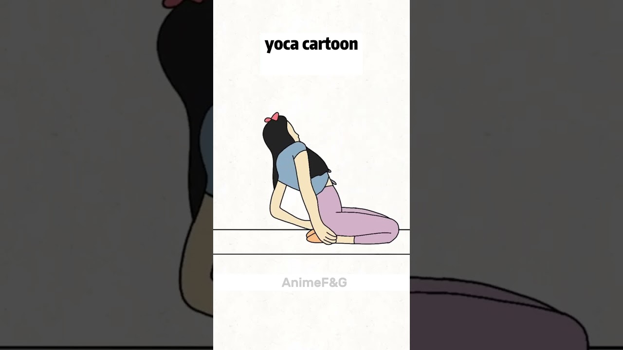 Yoga cartoon.Animation of couple funny moment