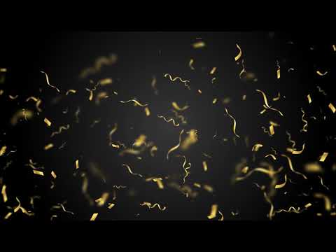 60:00 Minutes / Golden Confetti Falling Down in Slow Motion Over Black Background 4K (Free)