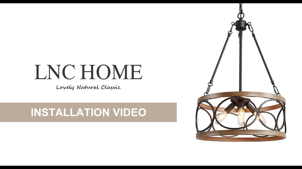 LNC Rustic Drum Chandeliers - 4 Lights