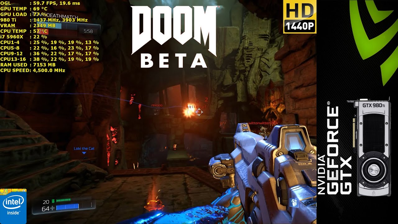 DOOM Open Beta PC 1440P Performance | GTX 980Ti | i7 5960X 4.5GHz
