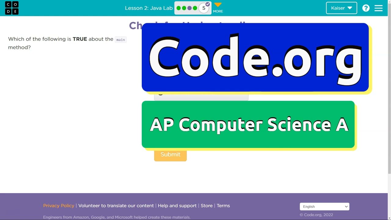 Code.org Lesson 2.5 Java Lab | Tutorial with Answers | Unit 1 Computer Science A (CSA)