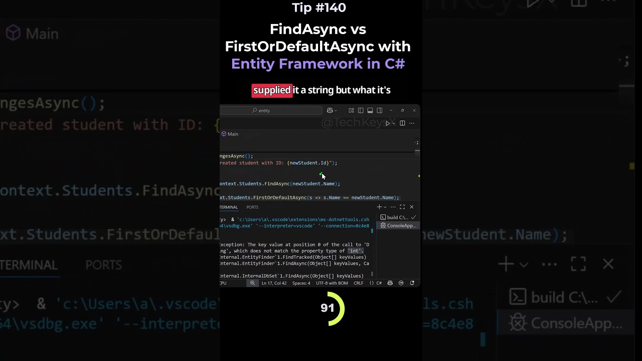 FindAsync vs FirstOrDefaultAsync with Entity Framework in C# Tip #140