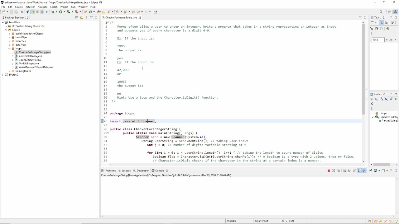 Java Lab: Checker For Integer String
