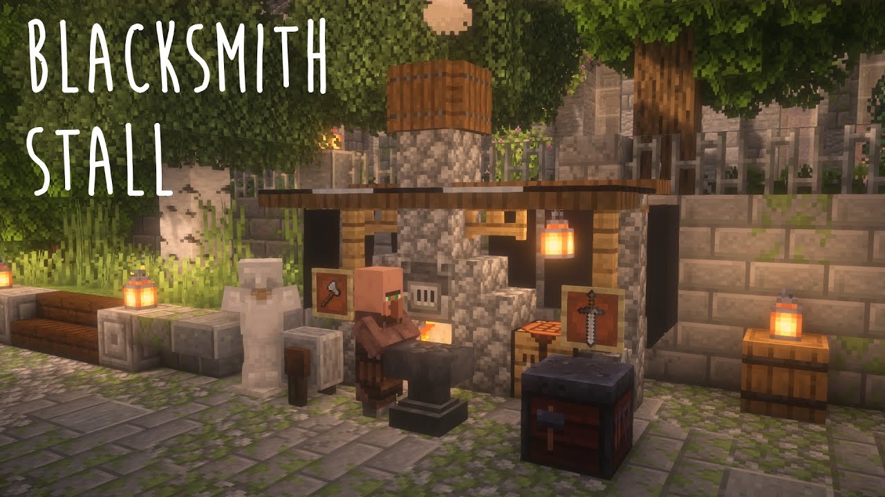 Minecraft | How to Build a Blacksmith Market Stall - Minecraft Town ...