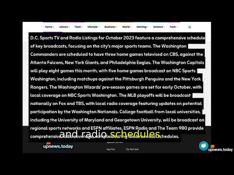 D.C. Sports TV and Radio Listings: Uncover October 2023's Must-See Games and Broadcasts