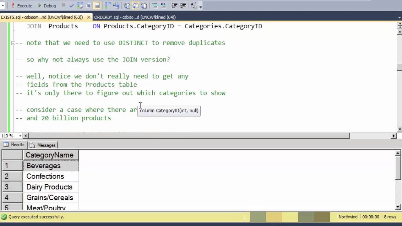 The SQL EXISTS clause
