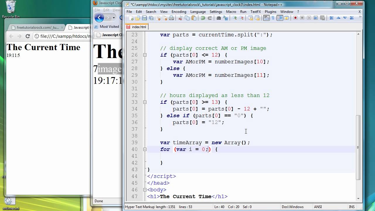 Javascript Clock tutorial part 2