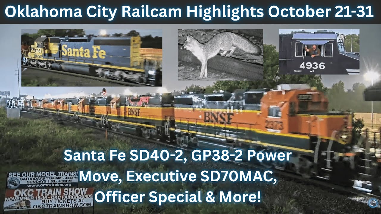 Santa Fe SD40-2, GP38-2 Power Move & More! | Oklahoma City Railcam Highlights October 21-31