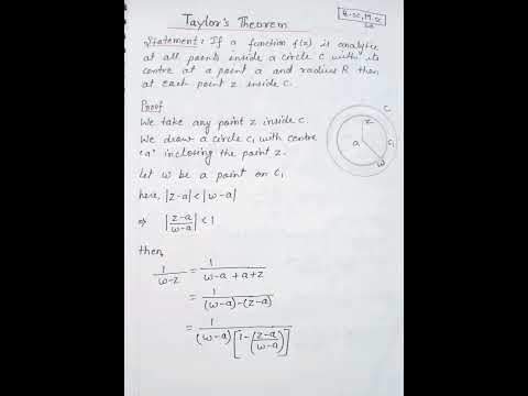 Taylor's Theorem [Complex Analysis] M.sc