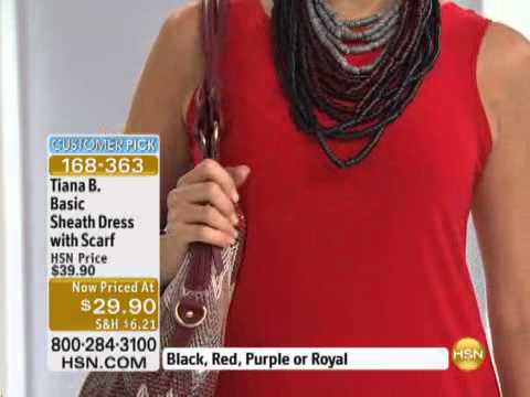 Tiana B. Basic Sheath Dress with Scarf