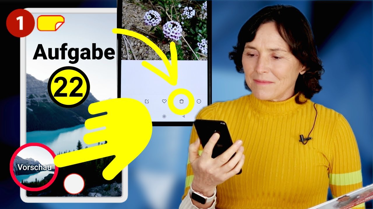 Fotos vom Smartphone löschen und Papierkorb leeren. Aufgabe 22 Android Kurs für Einsteiger.