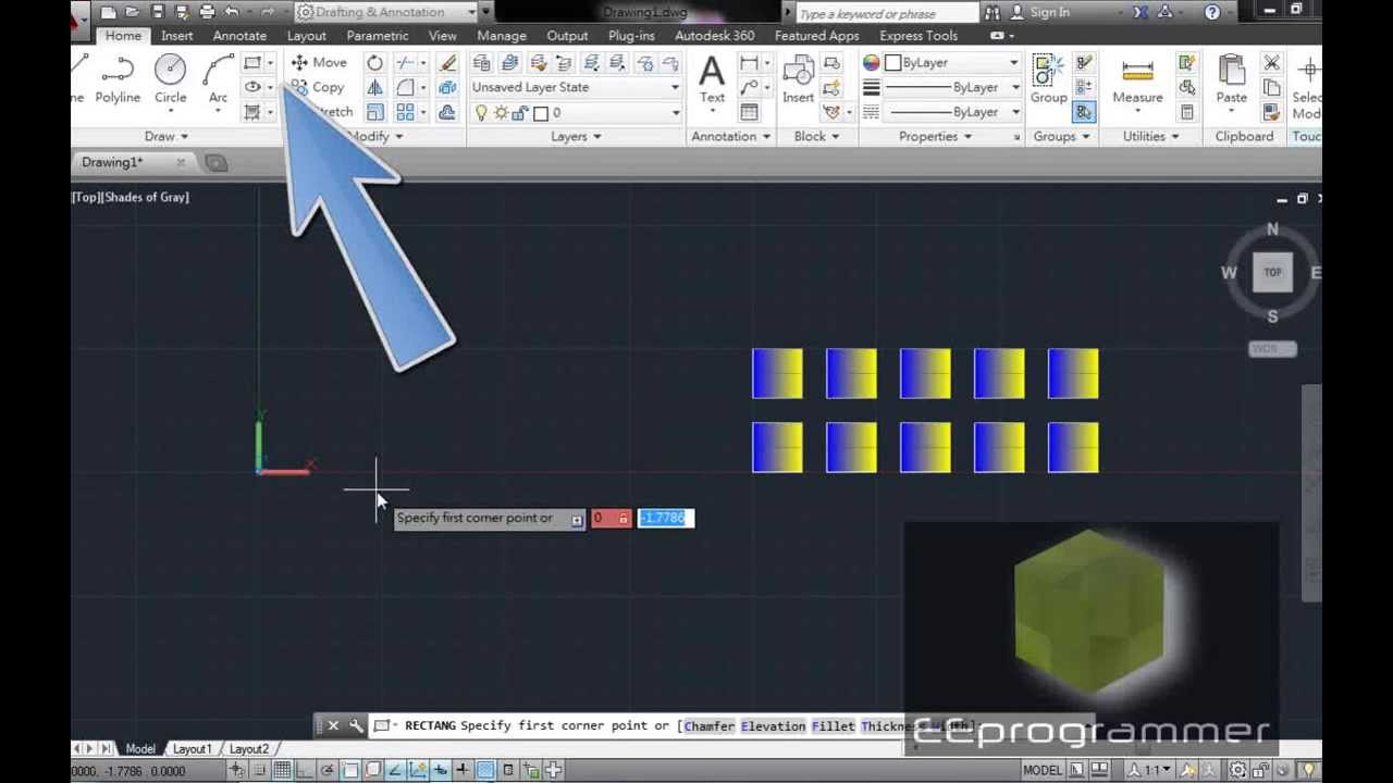 AutoCAD 2014 Tutorial: Rectangular pattern (ARRAY command)