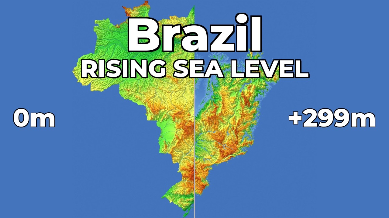 Brazil and the Amazon Basin - Rising Sea Level🌊🏔️#geography #map #brazil #sealevelrise