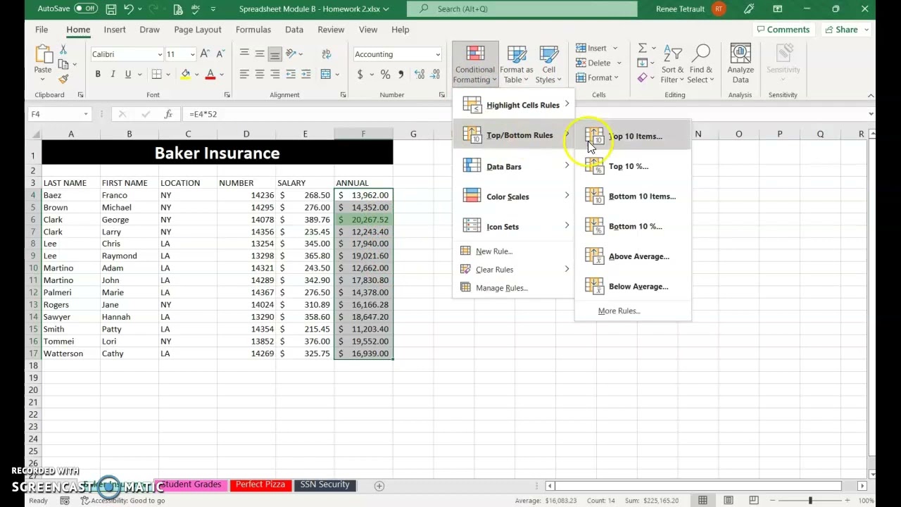Spreadsheet Module B - Homework 2