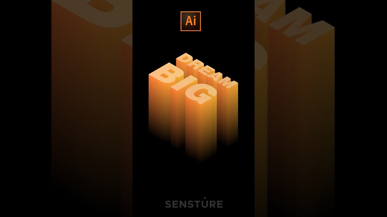 How To Create Amazing 3D Blend Text Effect In Illustrator illustrator #graphicdesign #3d #tutorial