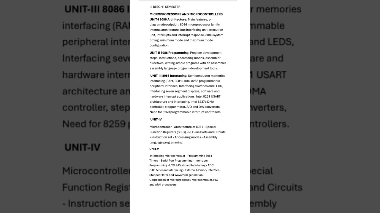 microprocessors and microcontrollers syllabus r23